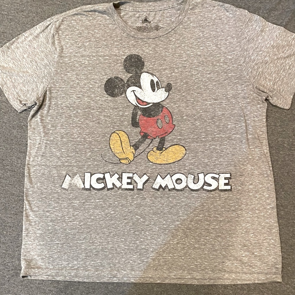 Disney Vintage Looking Mickey Mouse Gray T Shirt - Gem